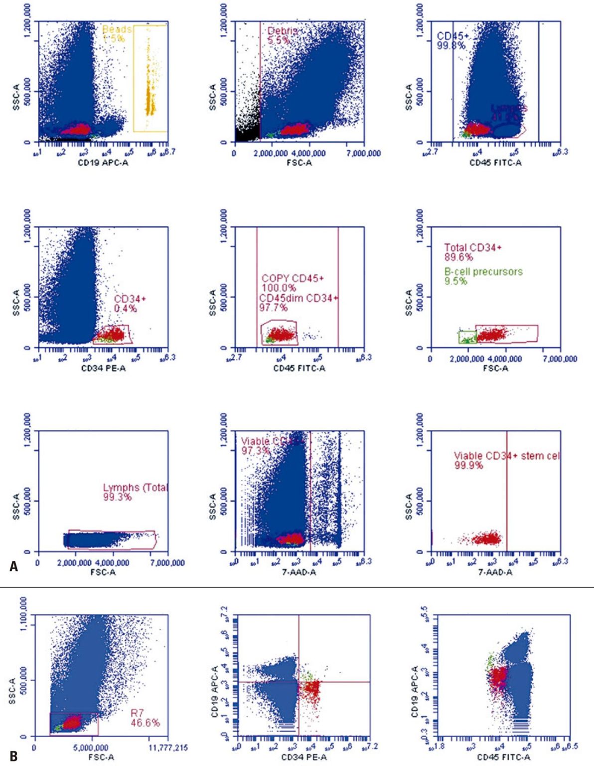 B-cell precursors (hematogones) in CD34+ hematopoietic stem cell ...